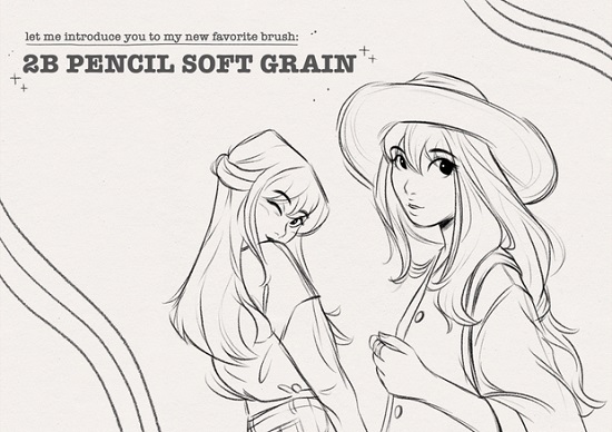 新笔刷 ：2B铅笔柔软颗粒画笔|下载 - procreate笔刷库 - 入门绘画教程，全明星笔刷下载